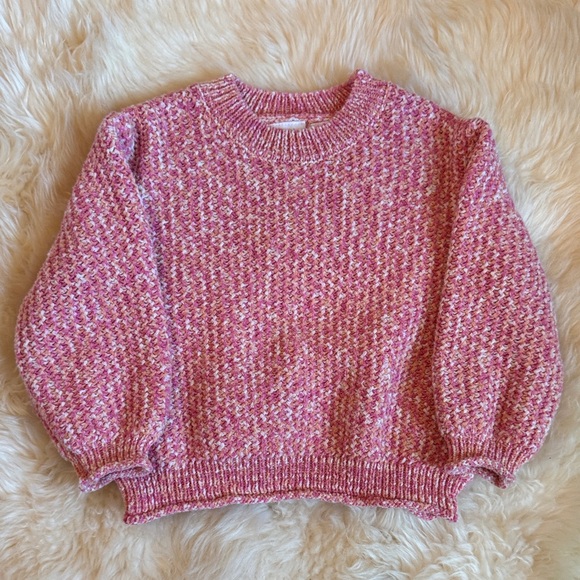 Zara | Shirts & Tops | Zara Pink And White Knit Sweater | Poshmark